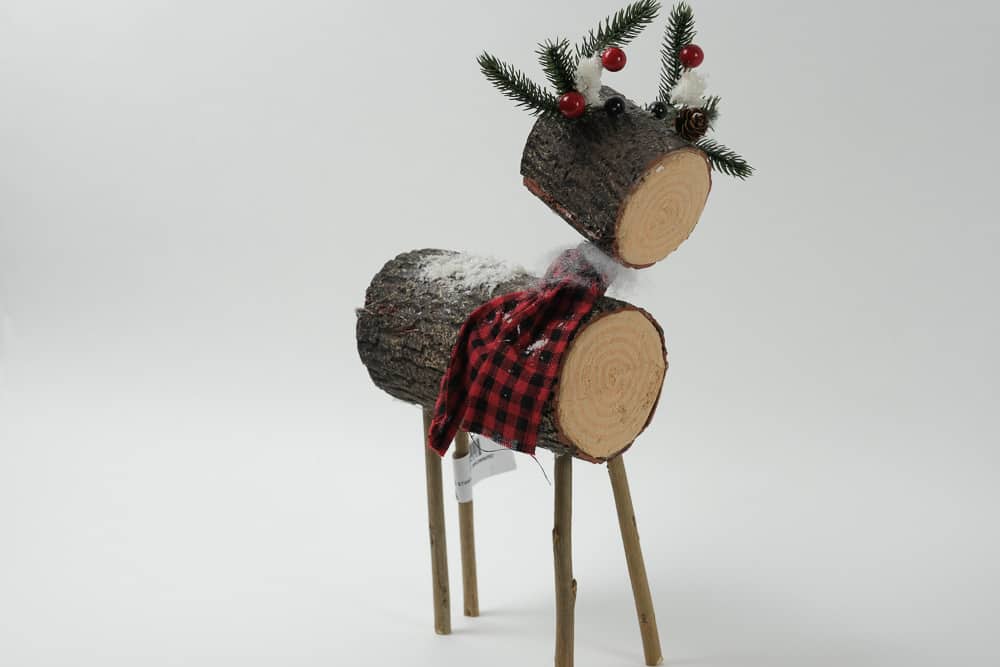 BalooWorld | Holiday Decor | Frosted Cut Log Standing Deer