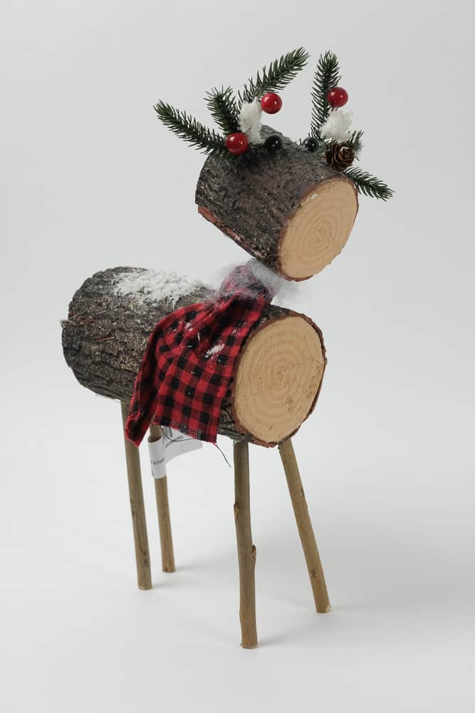 BalooWorld | Holiday Decor | Frosted Cut Log Standing Deer